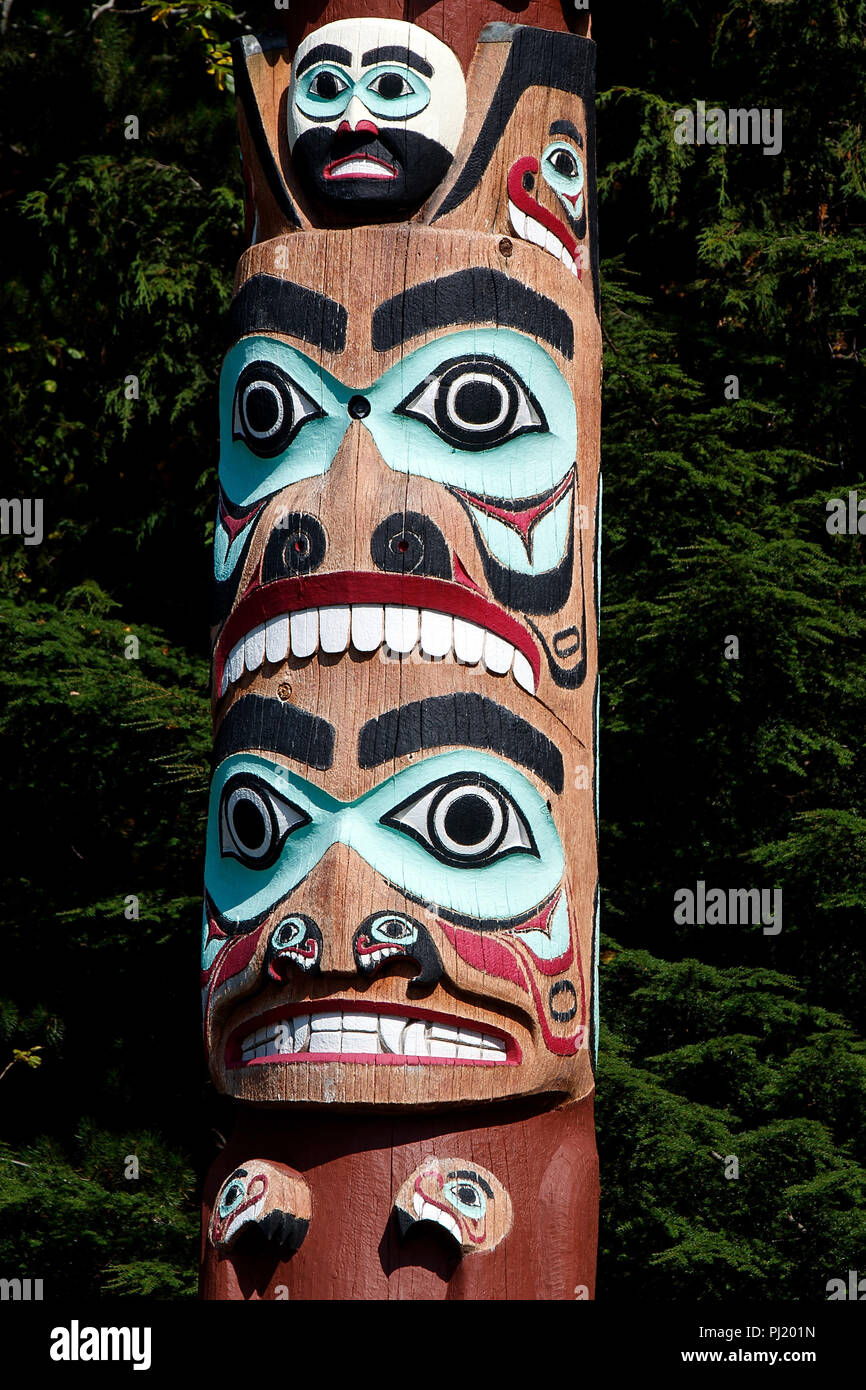 Totem carvings, Saxman Totem Park, Saxman, Alaska, United States of ...