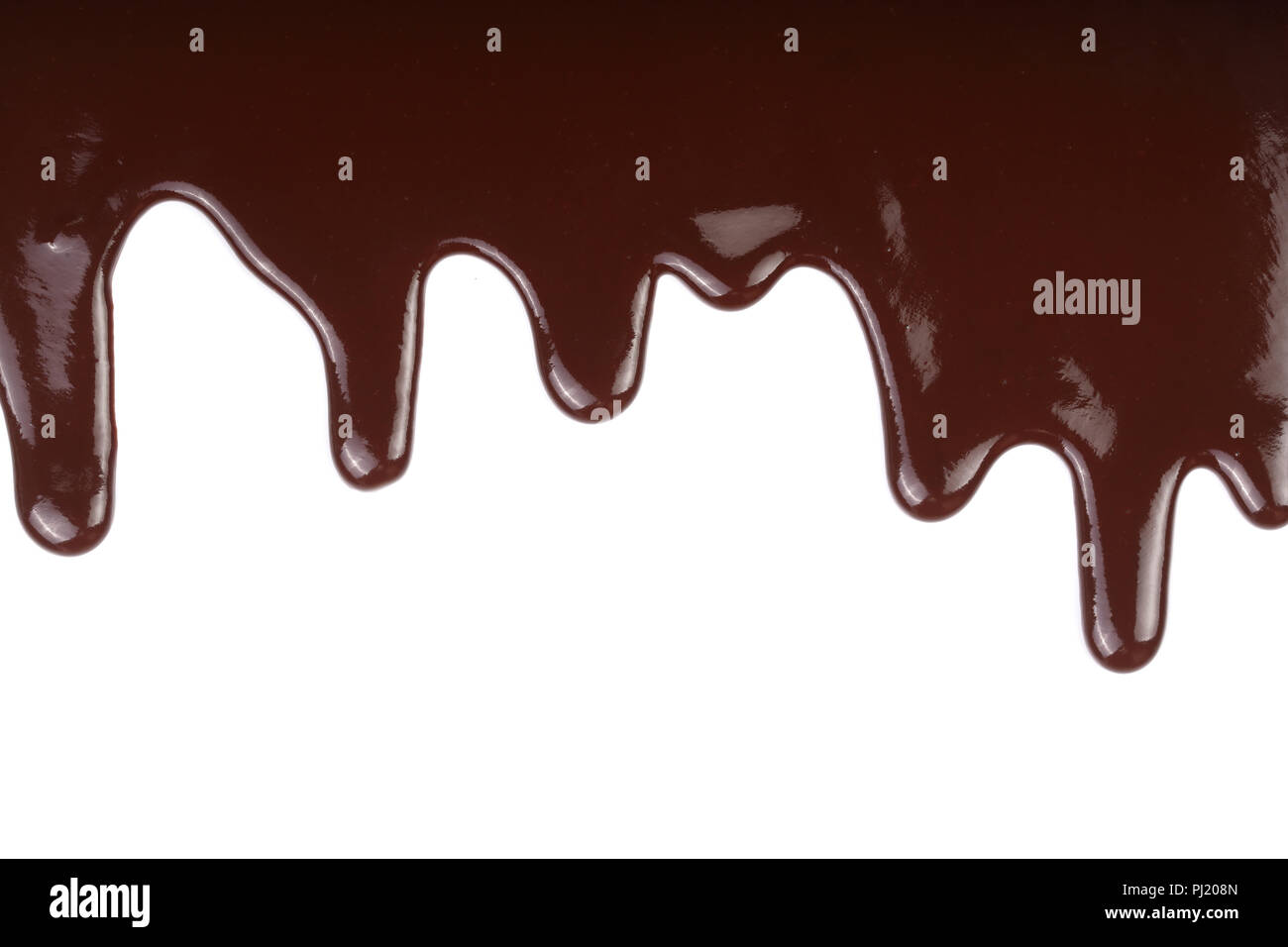 Melted Chocolate Dripping On White Background