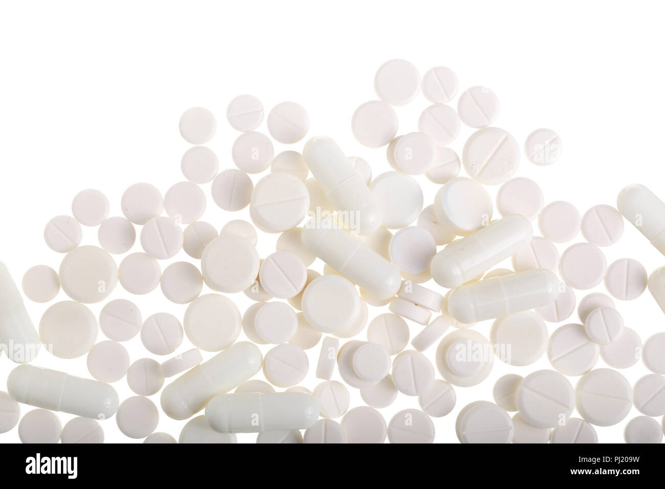 white pill capsule isolated on white background with copy space for ...
