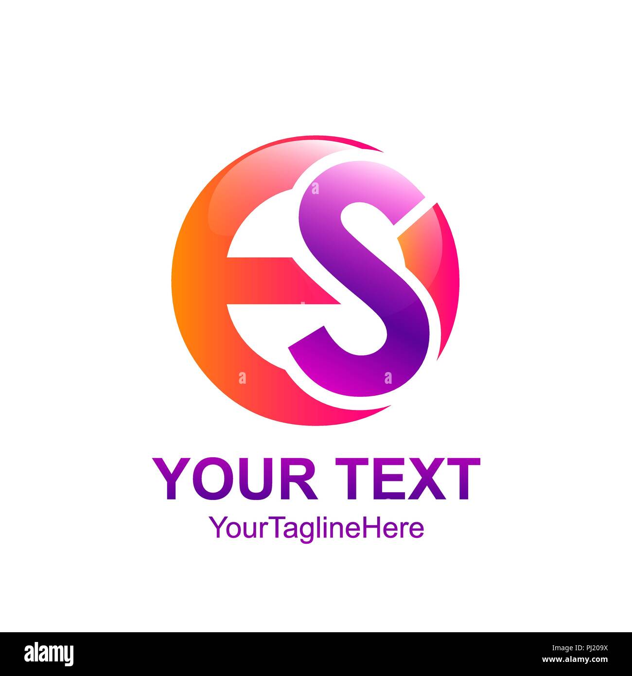 Initial letter ES logo template colorfull circle design for business and company identity Stock ...