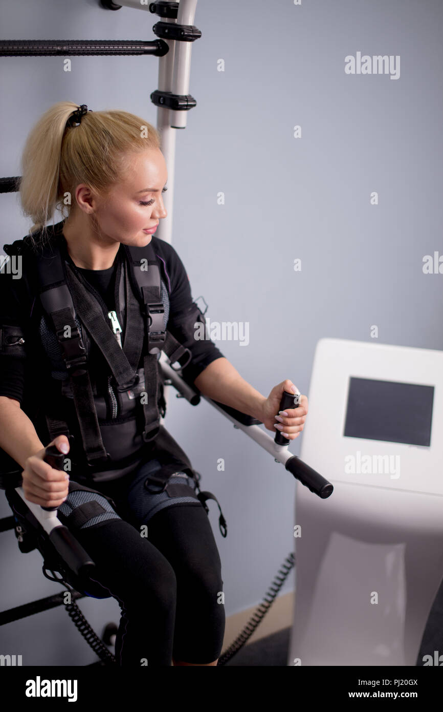 Beautiful blonde ems fitness woman hi-res stock photography and images ...