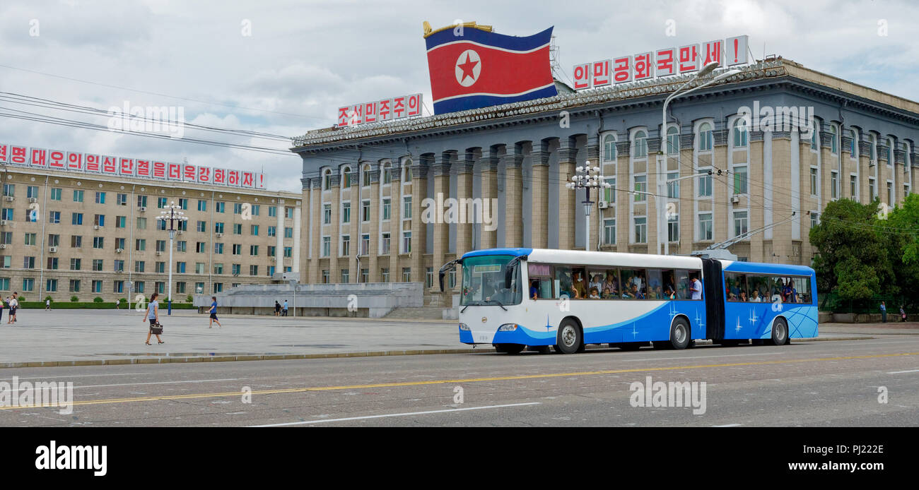 The Korean Central History museum on Kim Il Sung square, with fresco ...