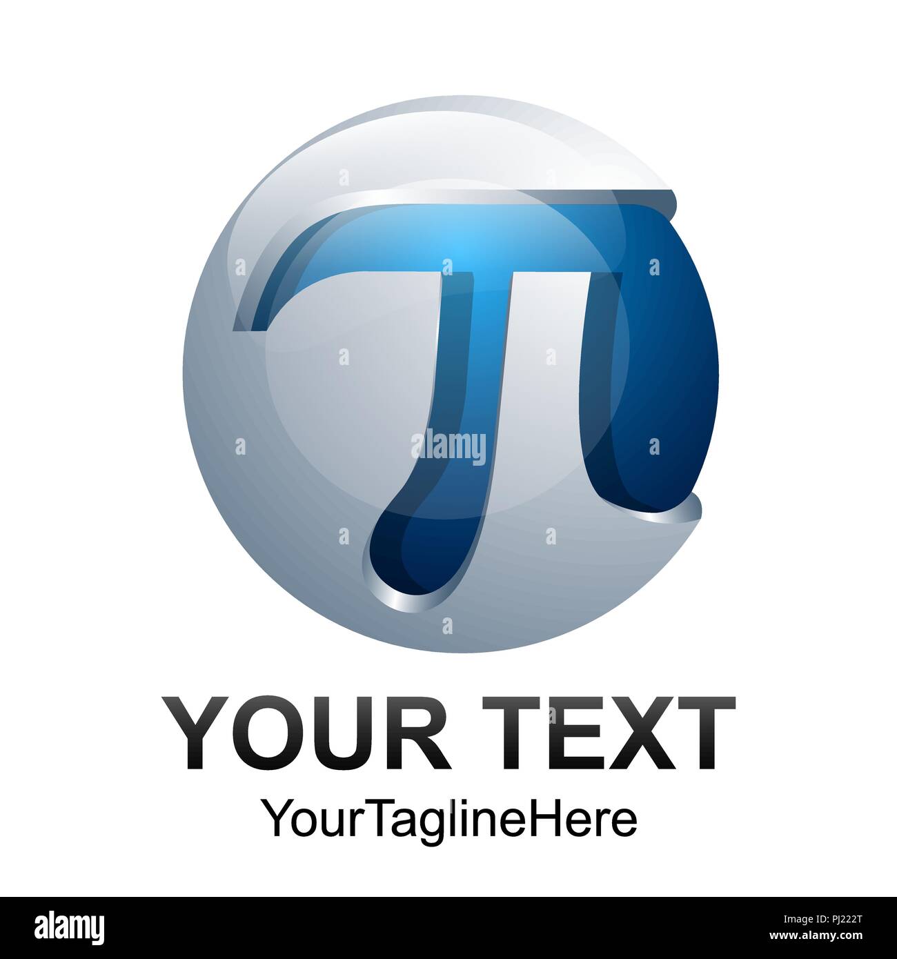 Pi Symbol inside circle isolated on white background. 3D render Stock ...