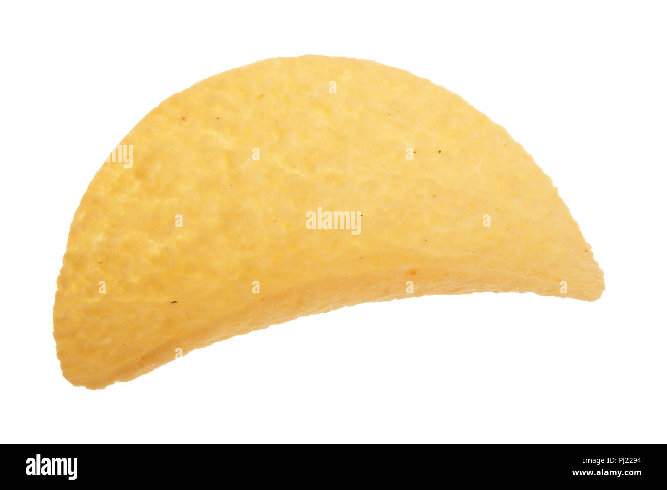Single potato chip on white background close-up Stock Photo - Alamy