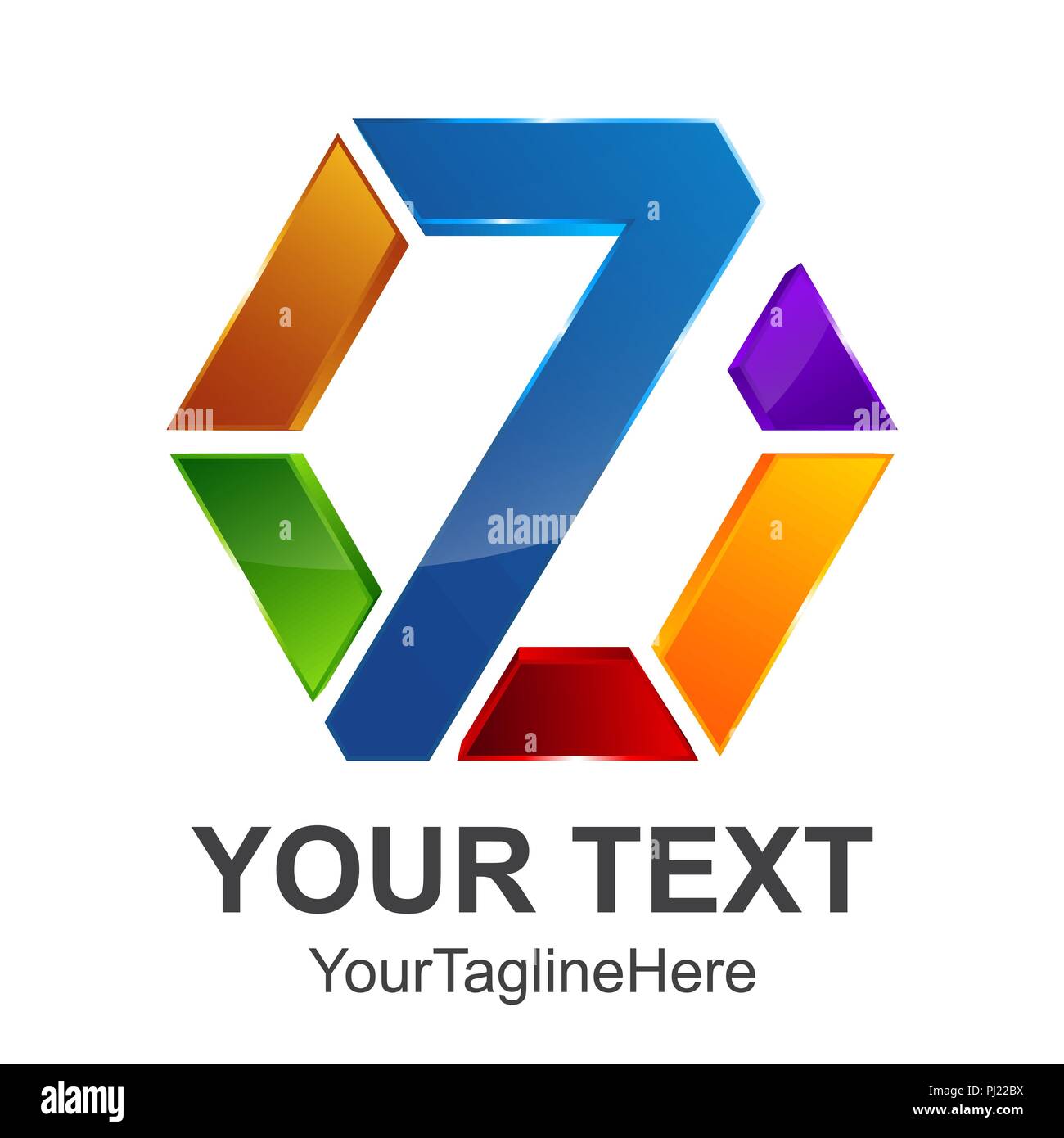 Colorful rainbow glossy letter Z logo. 3D render font painted with red ...