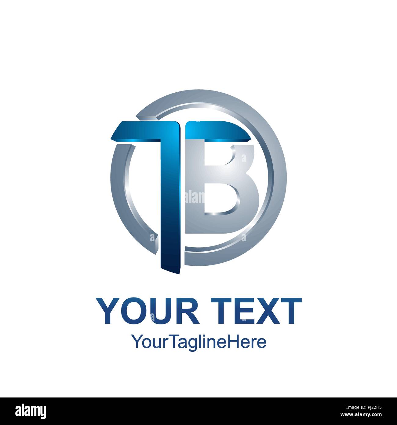 Initial letter TB logo template colored grey blue circle design for ...