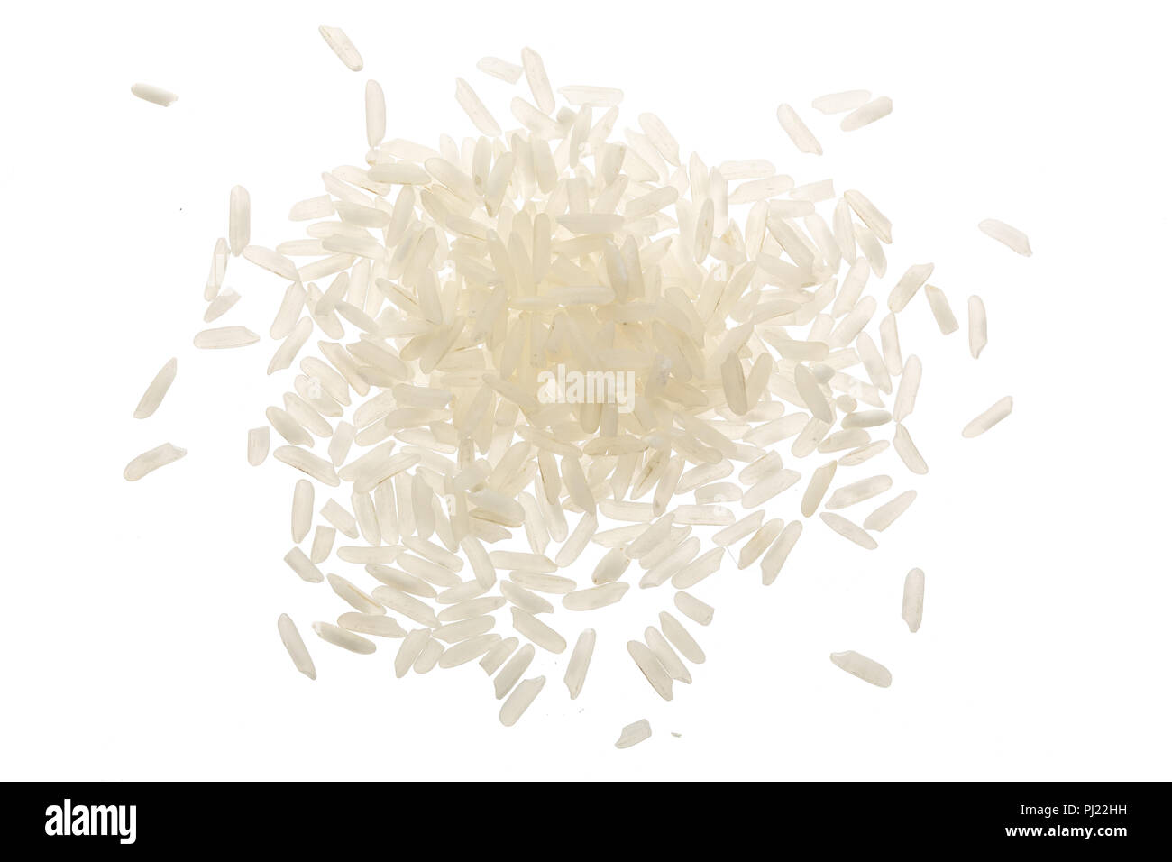 rice grains isolated on white background. Top view. Flat lay Stock ...