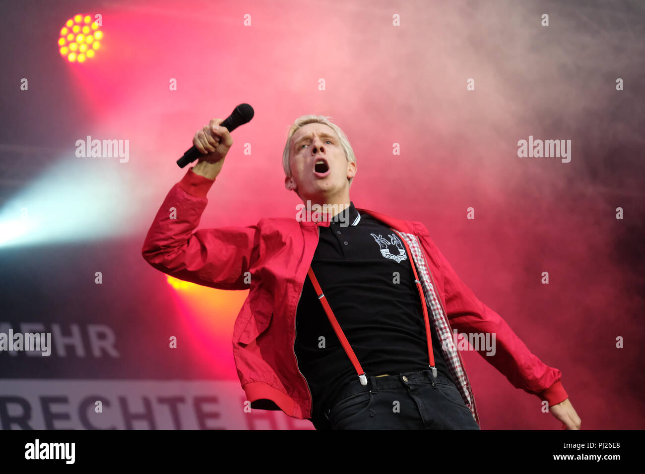 03.09.2018, Saxony, Chemnitz: Singer Felix Brummer of the rock band ...