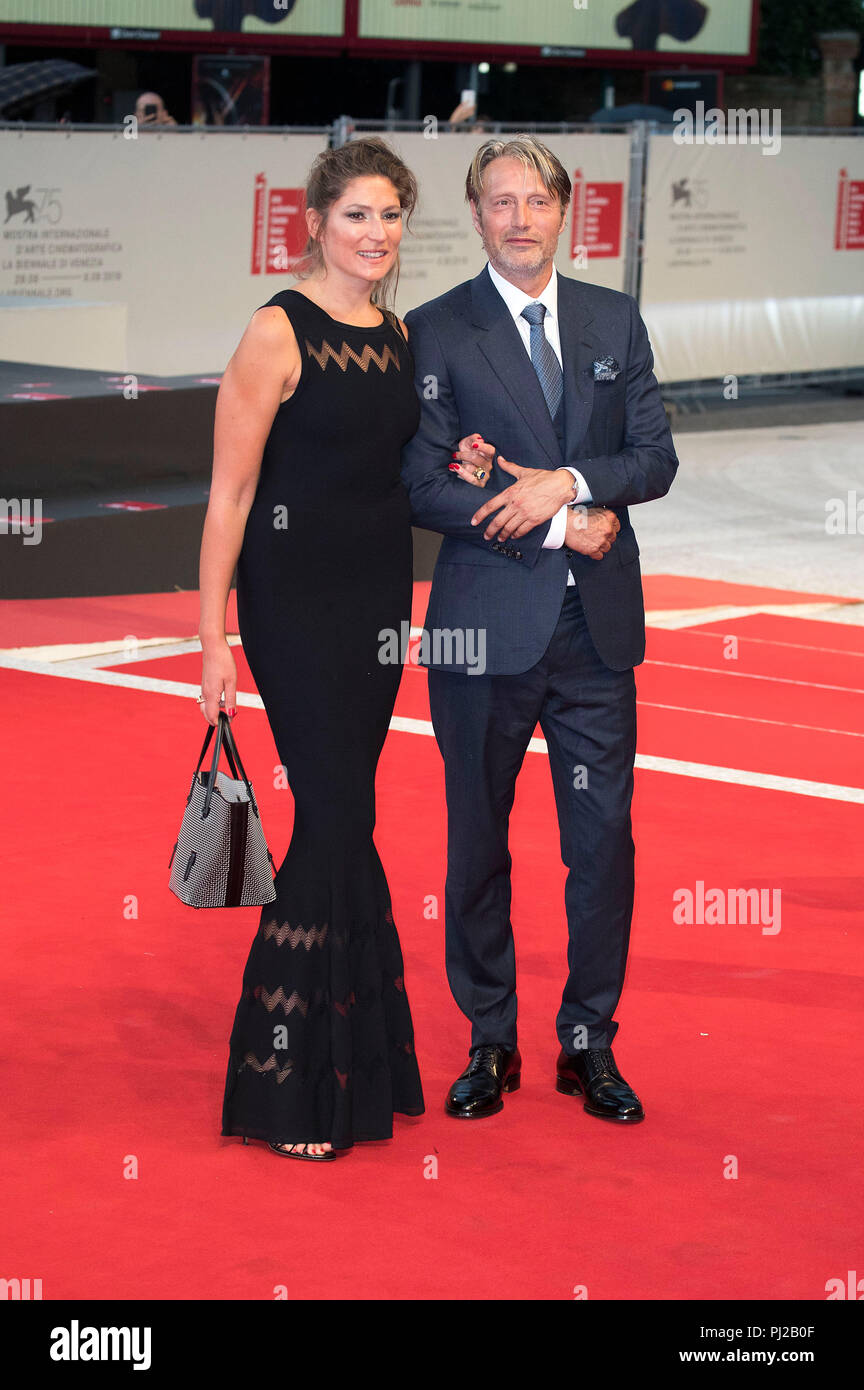 Venice, Italy. 3rd September, 2018. Mads Mikkelsen with wife Hanne ...