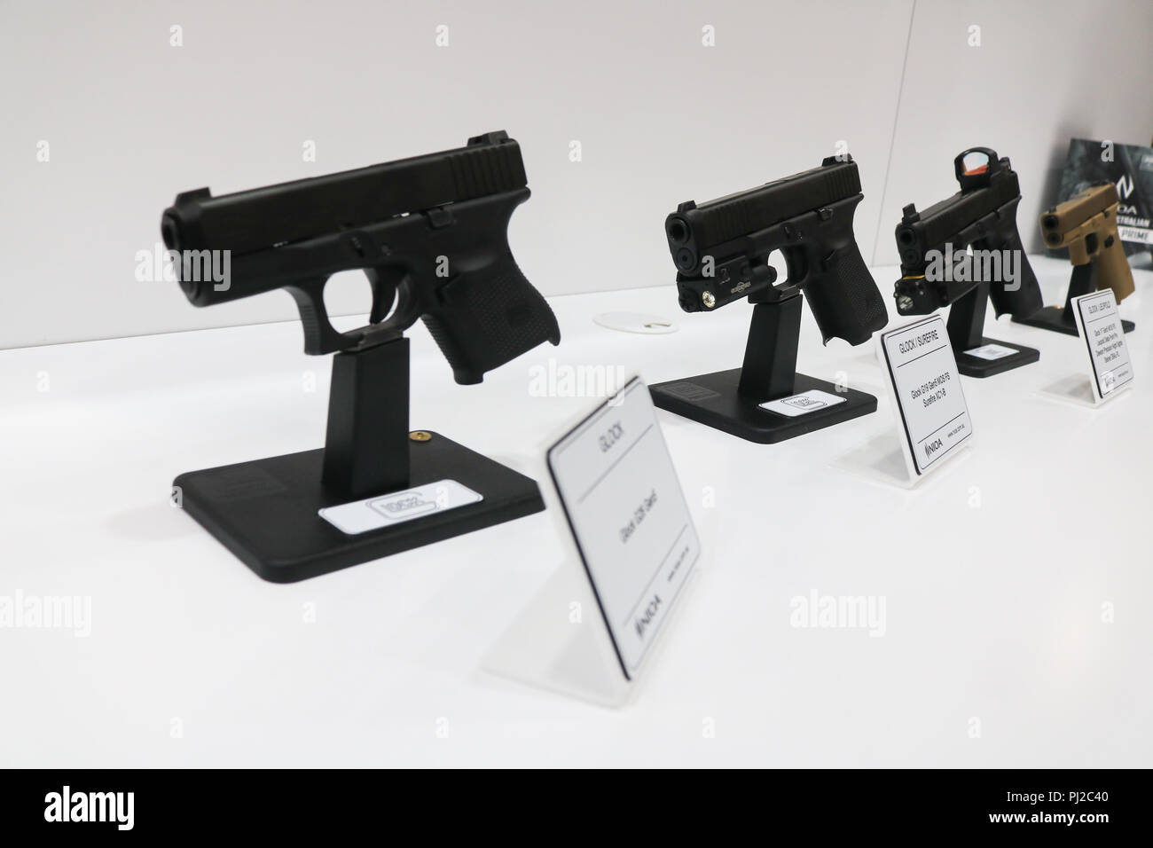 Adelaide Australia. 4th September 2018. Glock Pistols on display at The ...
