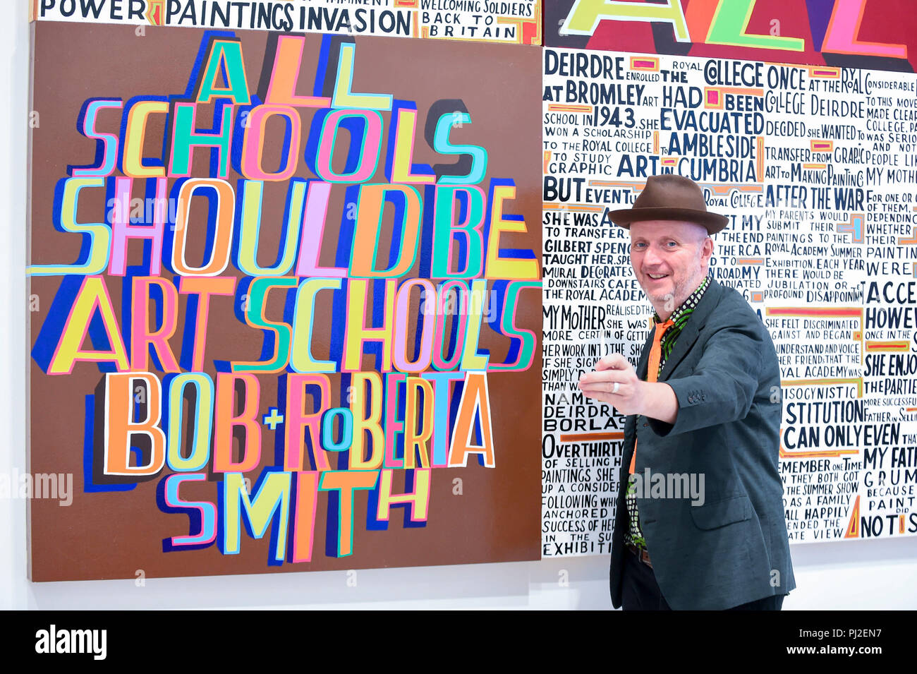 London, UK. 4 September 2018. Celebrated artist Bob and Roberta Smith ...