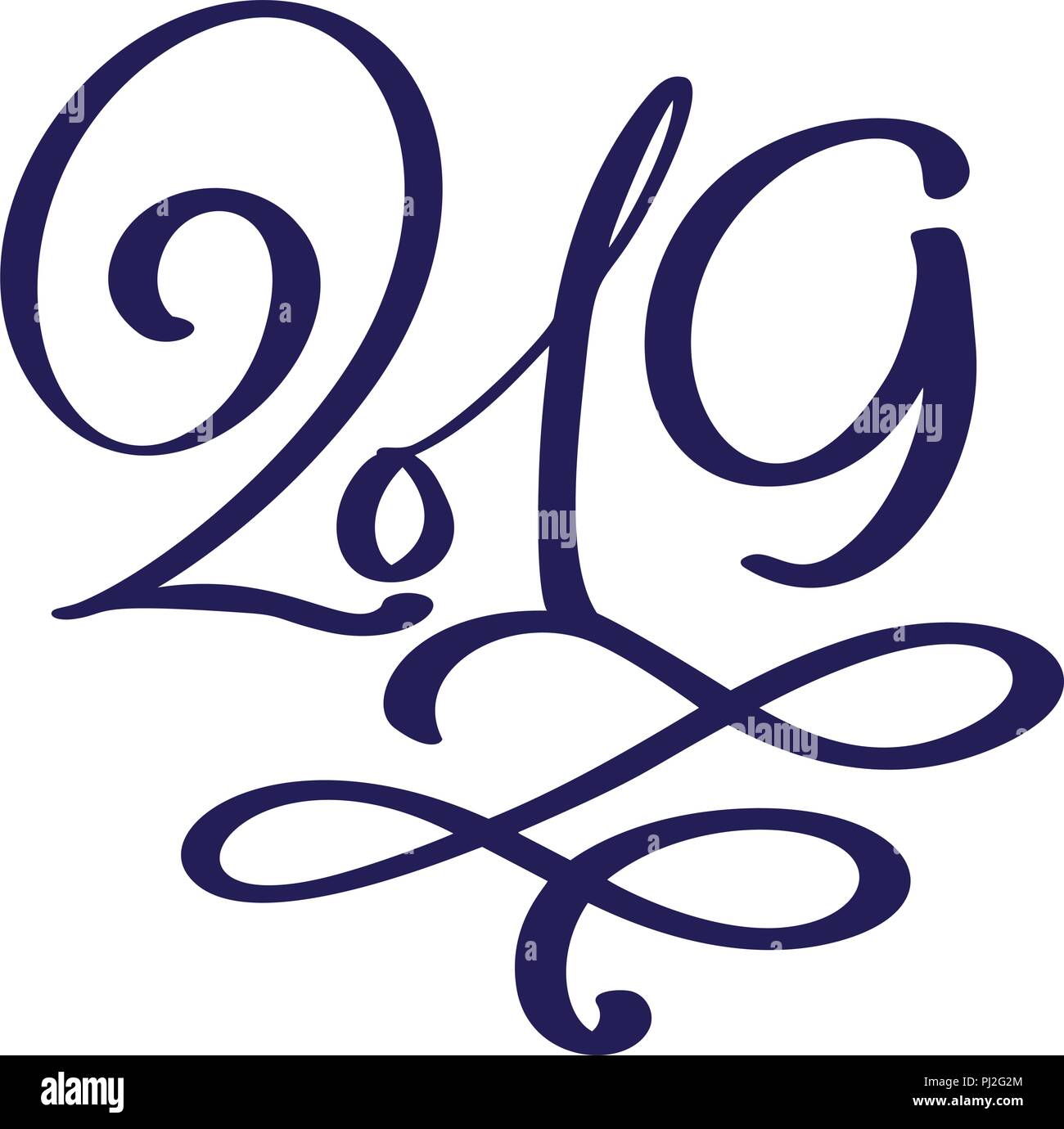 Greeting card design template with calligraphy 2019 New Year vintage ...