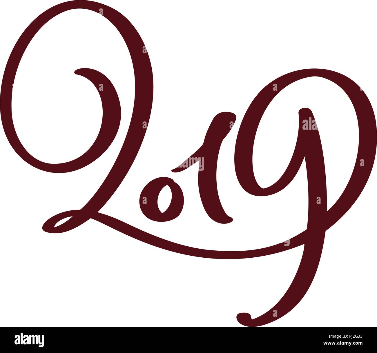 Greeting card design template with calligraphy 2019 New Year vintage ...