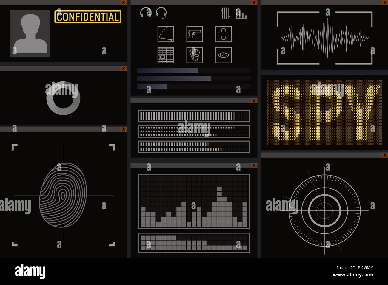 Computer software for the spy. Display vector illustration ...