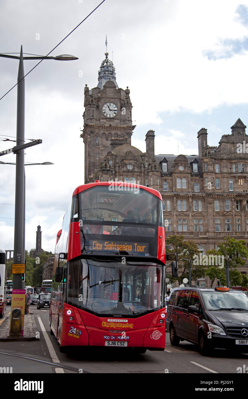 Red tourist bus, Edinburgh, Princes Street, Scotland, UK Stock Photo ...