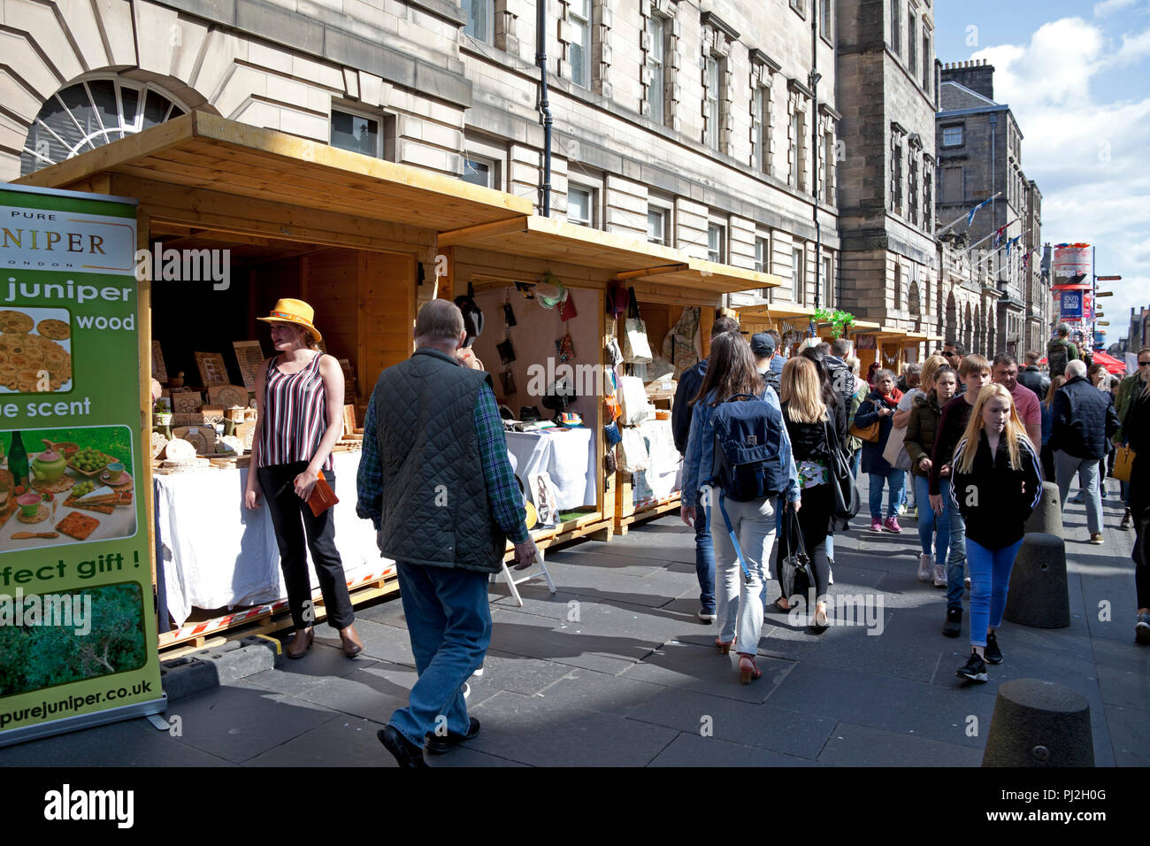 Stalls on Royal Mile, Edinburgh Fringe festival, Scotland, UK, Europe ...