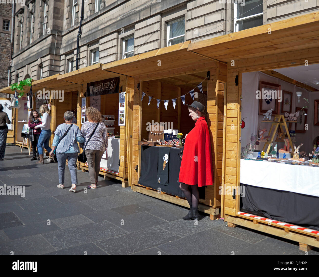 Stalls on Royal Mile, Edinburgh Fringe festival, Scotland, UK, Europe ...