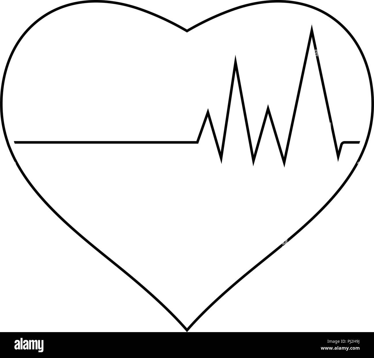 Icon of Heart with cardio diagram. Thin line design. Vector ...