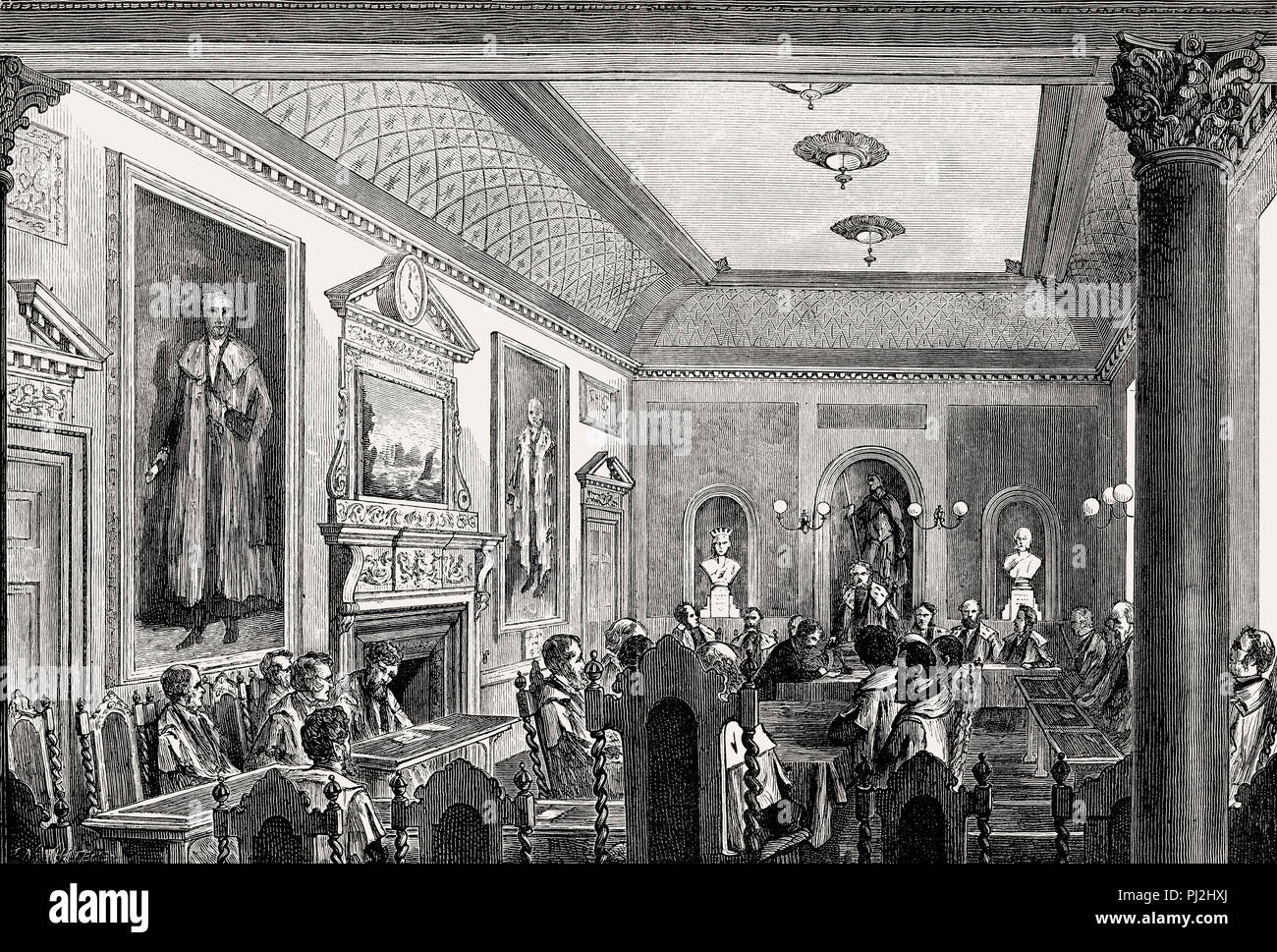 The town Council Chamber, Royal Exchange, Edinburgh, Scotland,19th ...