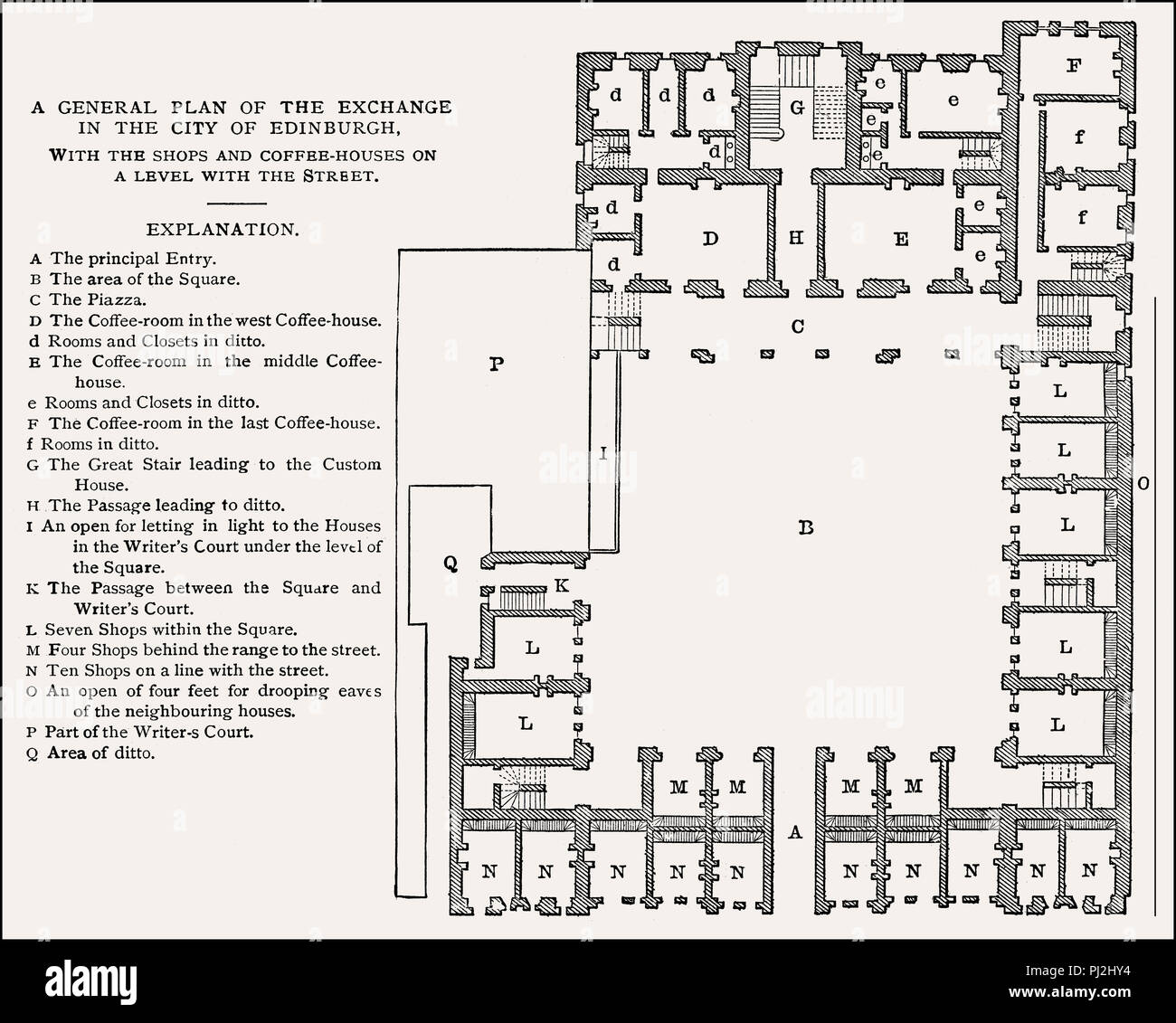 General plan of the Royal Exchange, Edinburgh, Scotland,19th century ...