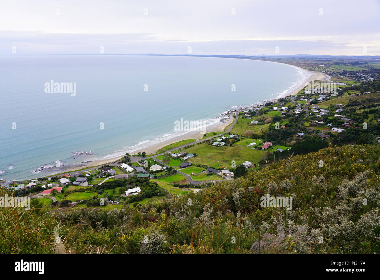 View of Ahipara and the Ninety Mile Beach, near Kaitaia in Northland ...