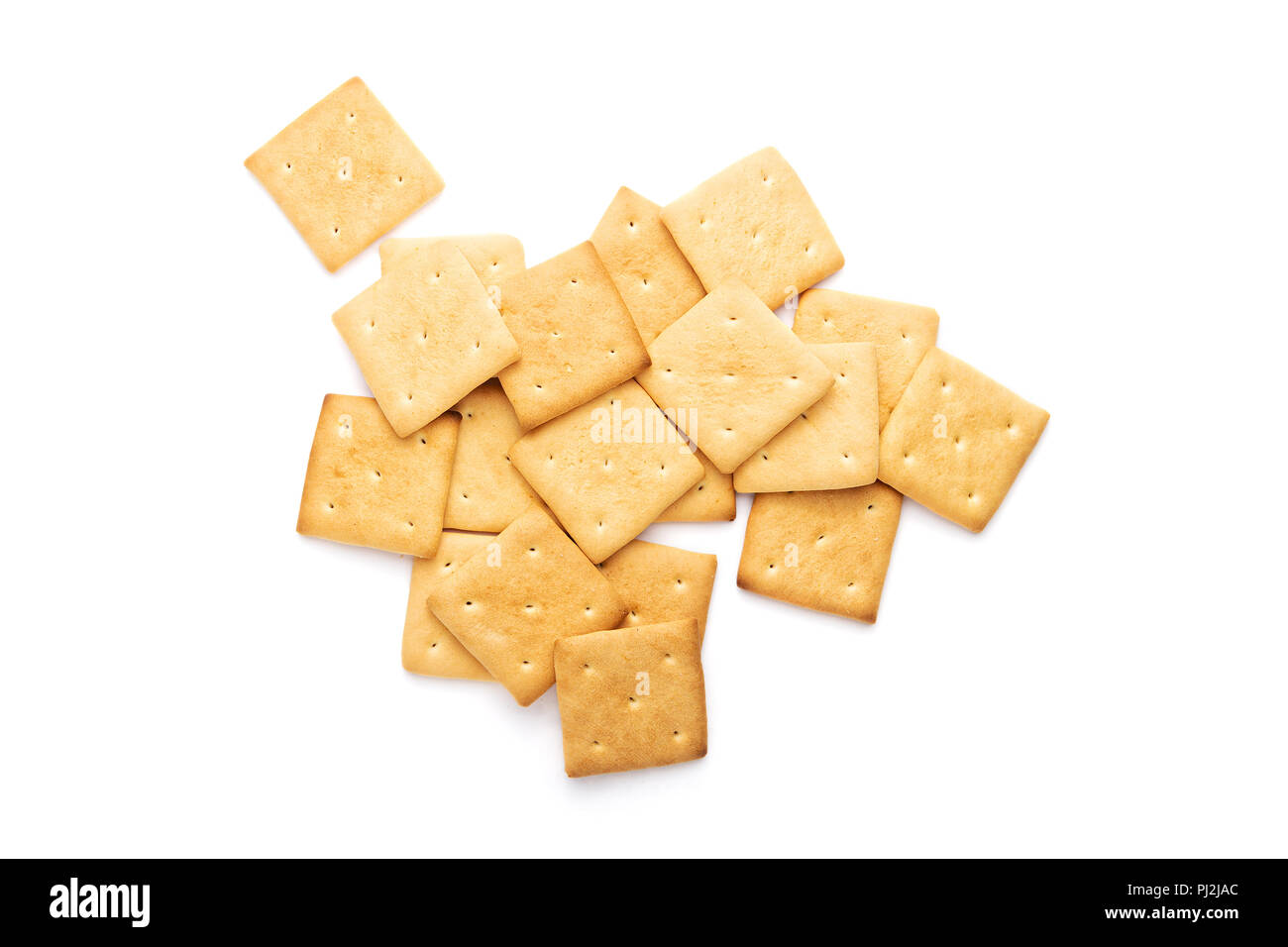 light breakfast, crackers lined up in two rows, isolated on white ...
