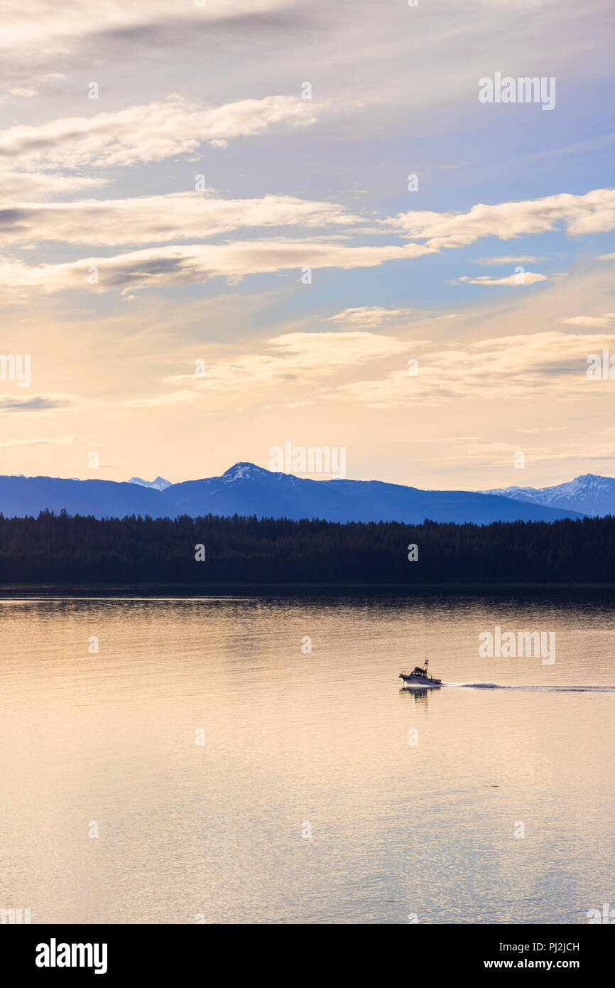 Sunrise in Icy Strait at the entrance to Glacier Bay, Alaska, USA ...