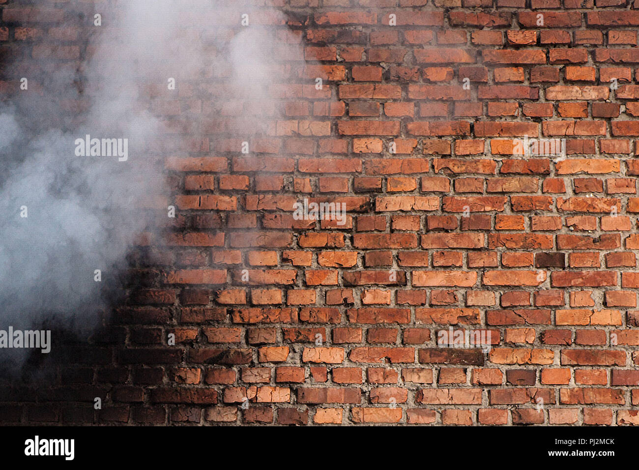 Red, brick wallBackground. Red, brick wall. Plot of smoked wall, smoke ...