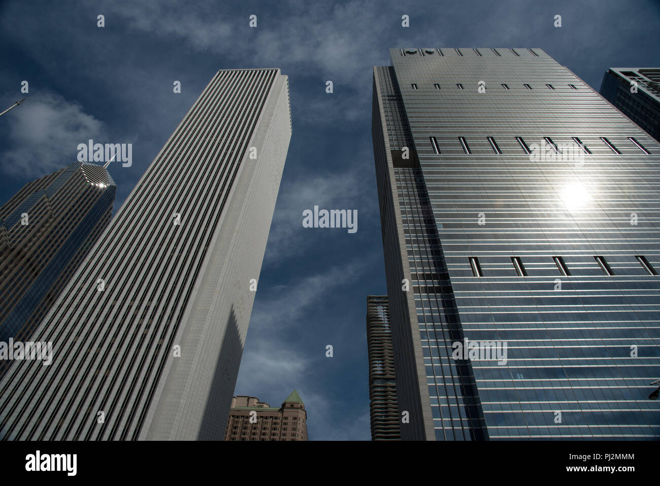 Aerial Chicago bay buildings bridge Stock Photo - Alamy