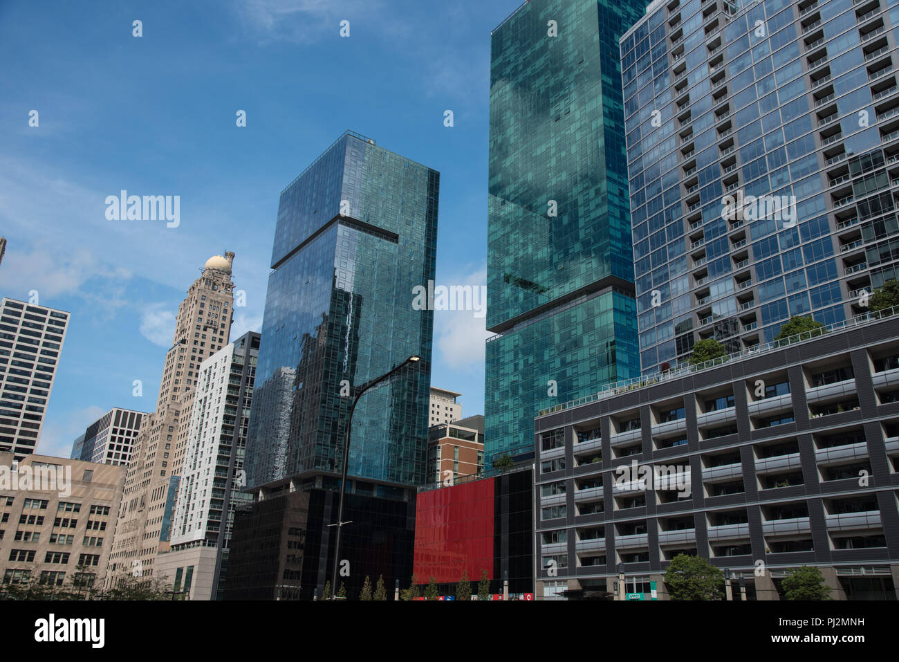 Aerial Chicago bay buildings bridge Stock Photo - Alamy