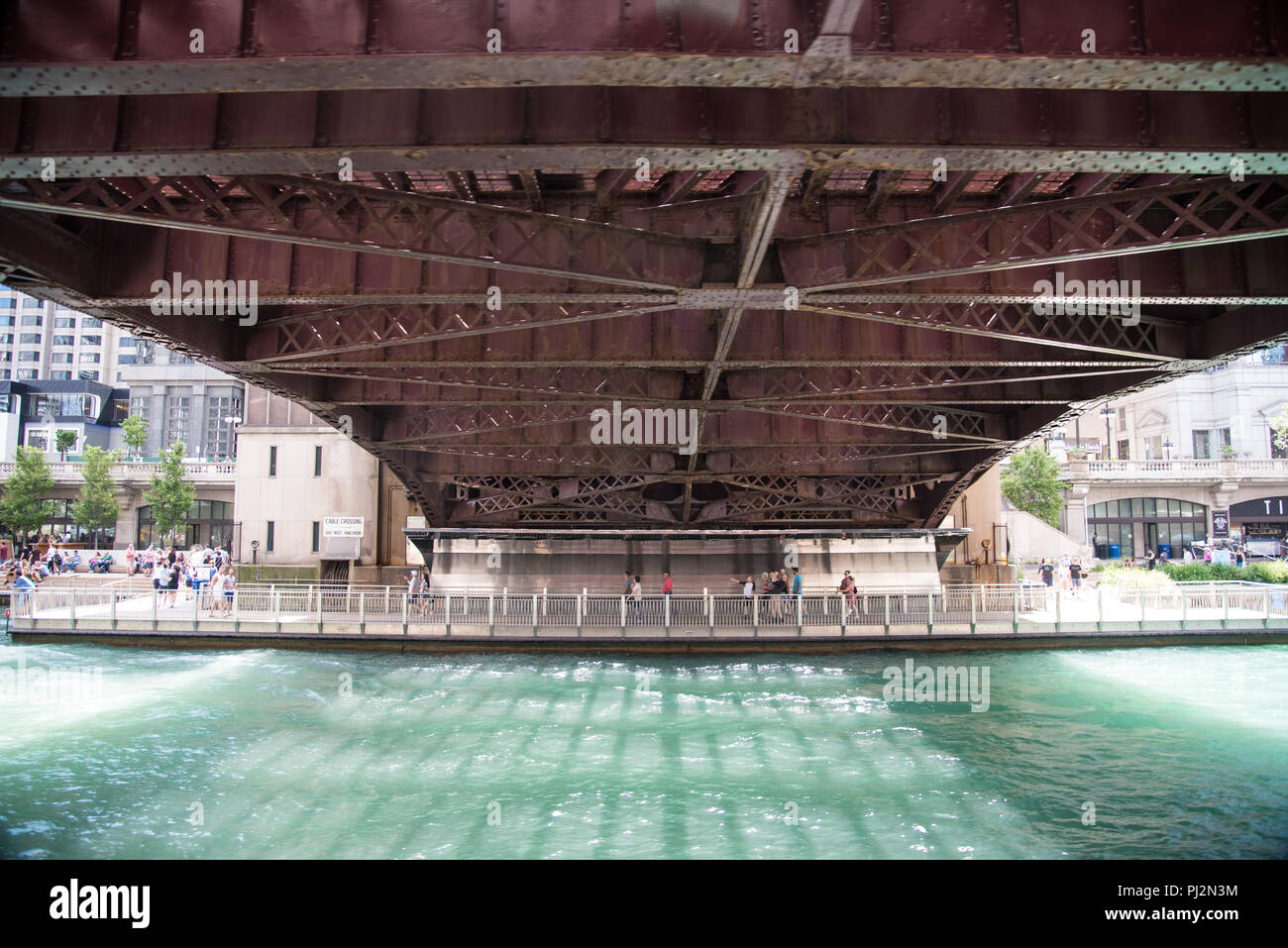 Aerial Chicago bay buildings bridge Stock Photo - Alamy