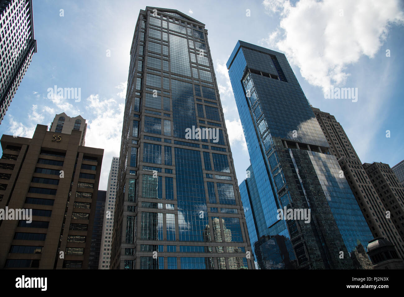 Aerial Chicago bay buildings bridge Stock Photo - Alamy