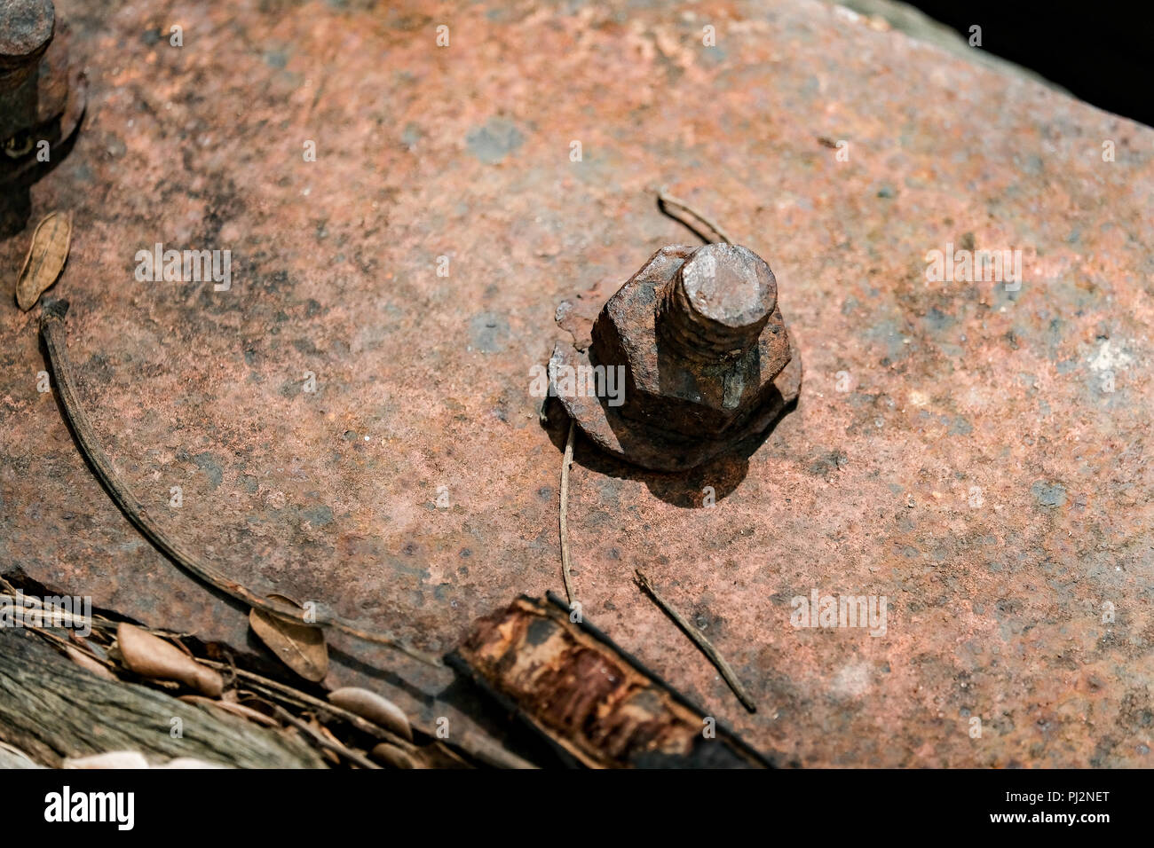 Rusty wood with bolts Stock Photo - Alamy