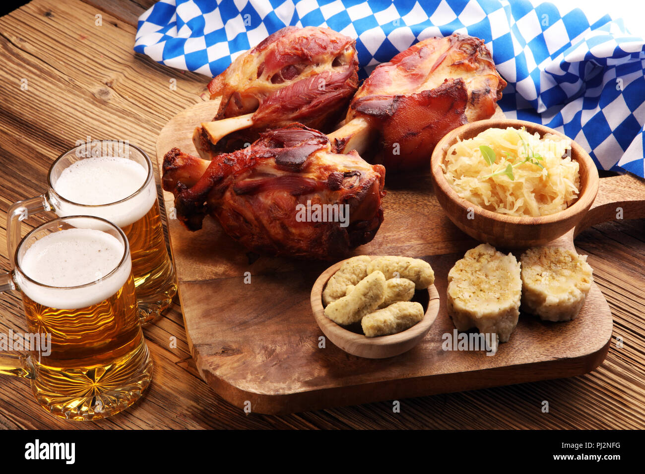 Roasted pork knuckle. Ham and bacon are popular foods in the west ...