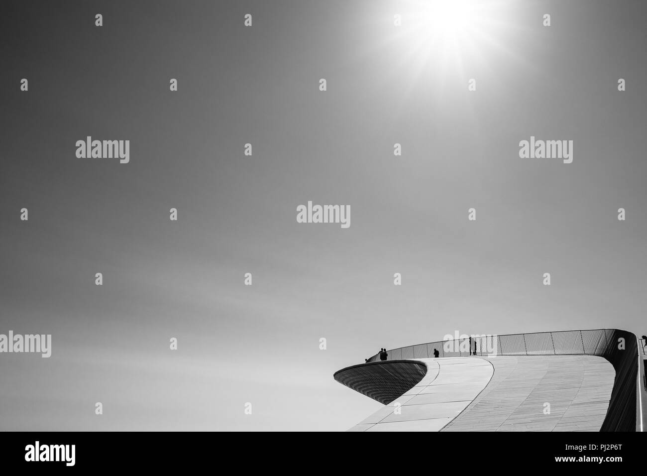 Black and white photo of Some people silhuettes on a view point Stock ...