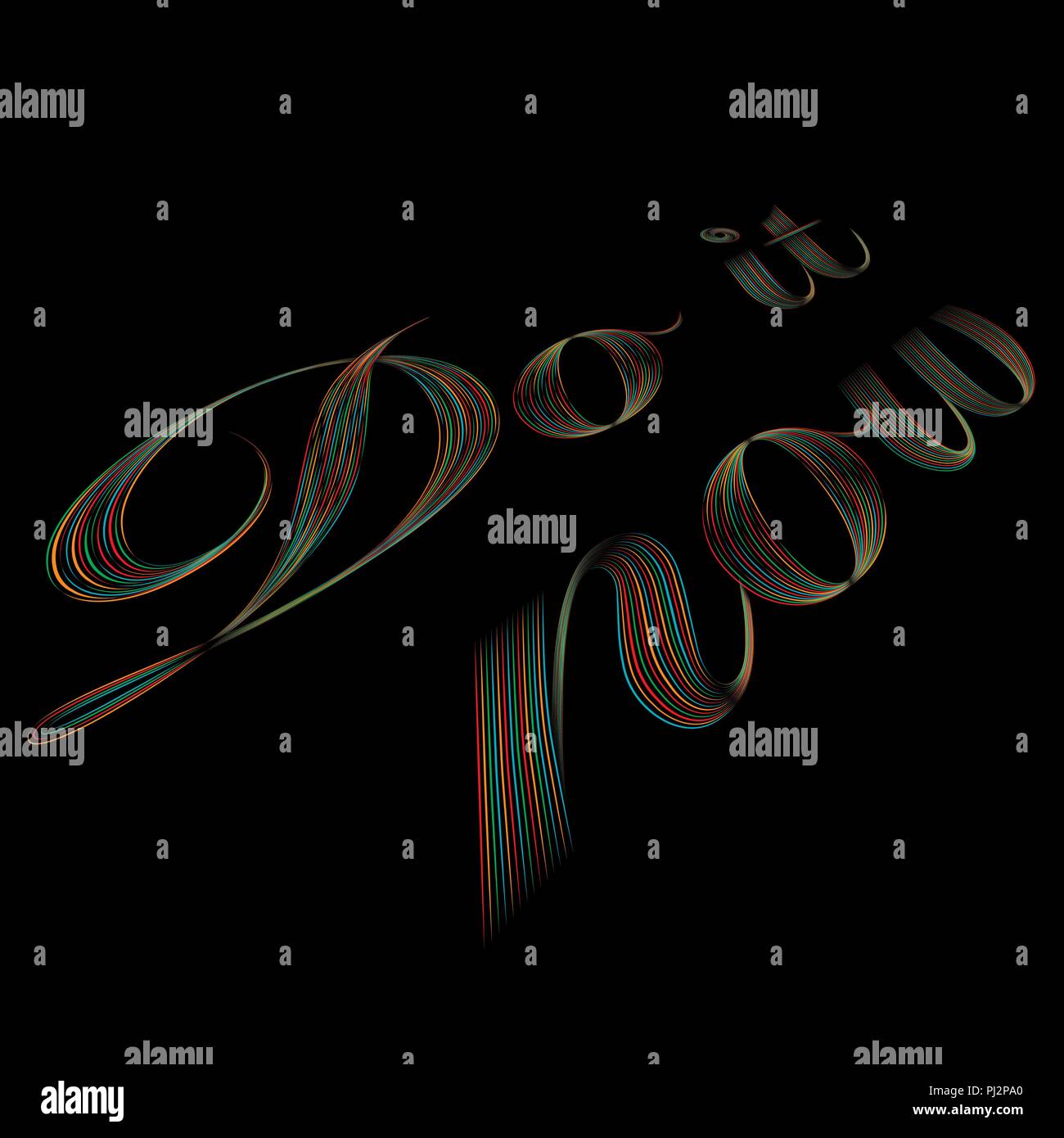 Do it now text with lines different colors isolated on black background ...