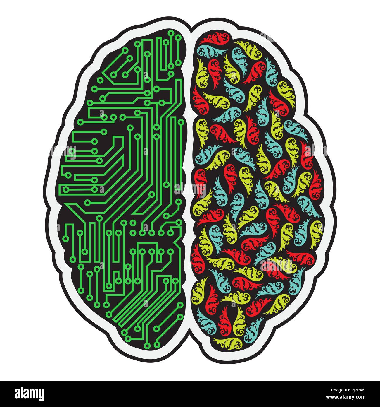 Brain with computer parts Stock Vector Images - Alamy