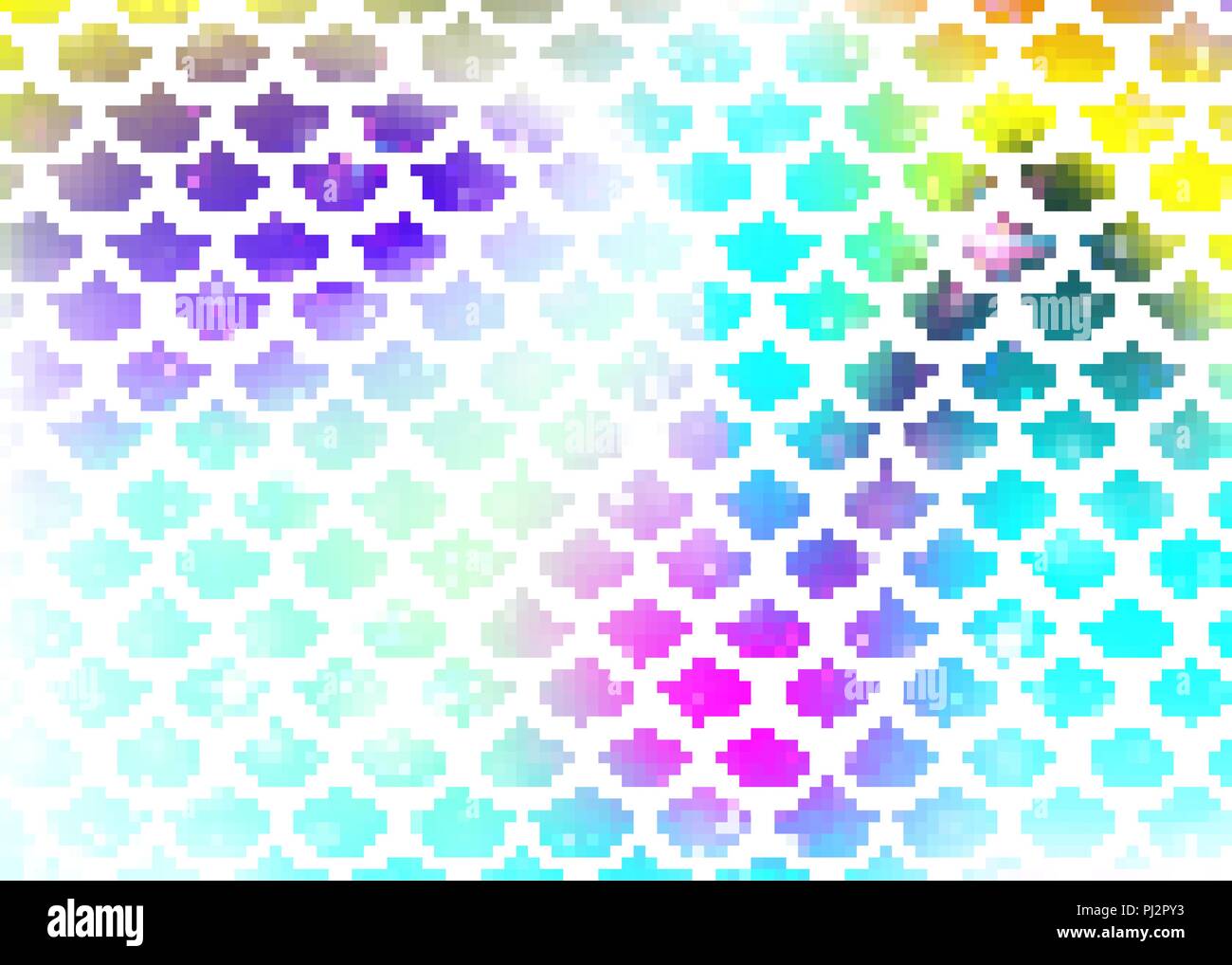 Rainbow scales background with kawaii mermaid princess pattern Stock ...