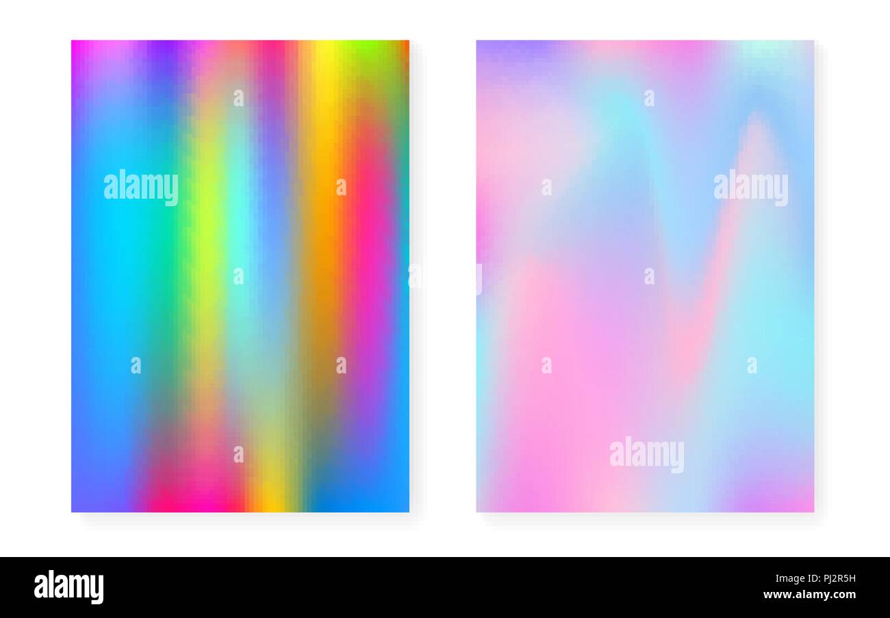 Holographic cover set with hologram gradient background Stock Vector ...