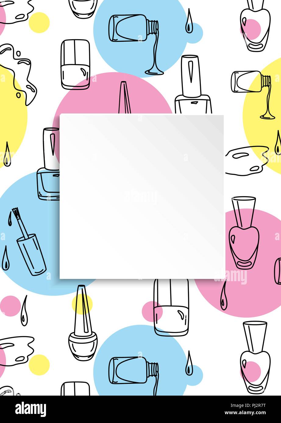 Nail banner with doodle manicure pattern. Hand drawn polish and Stock ...