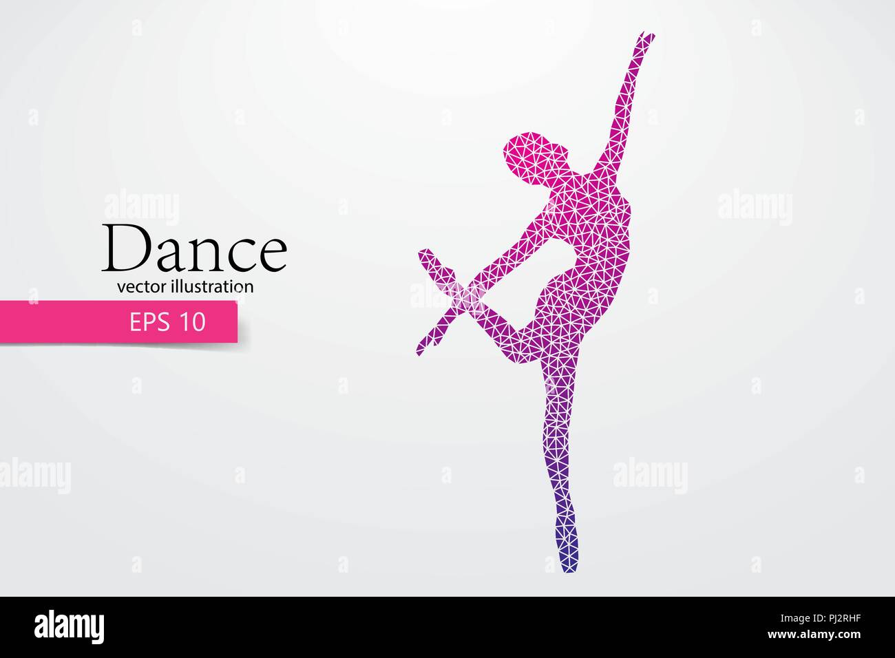 Silhouette of a dancing girl of triangle. Background and text on a ...