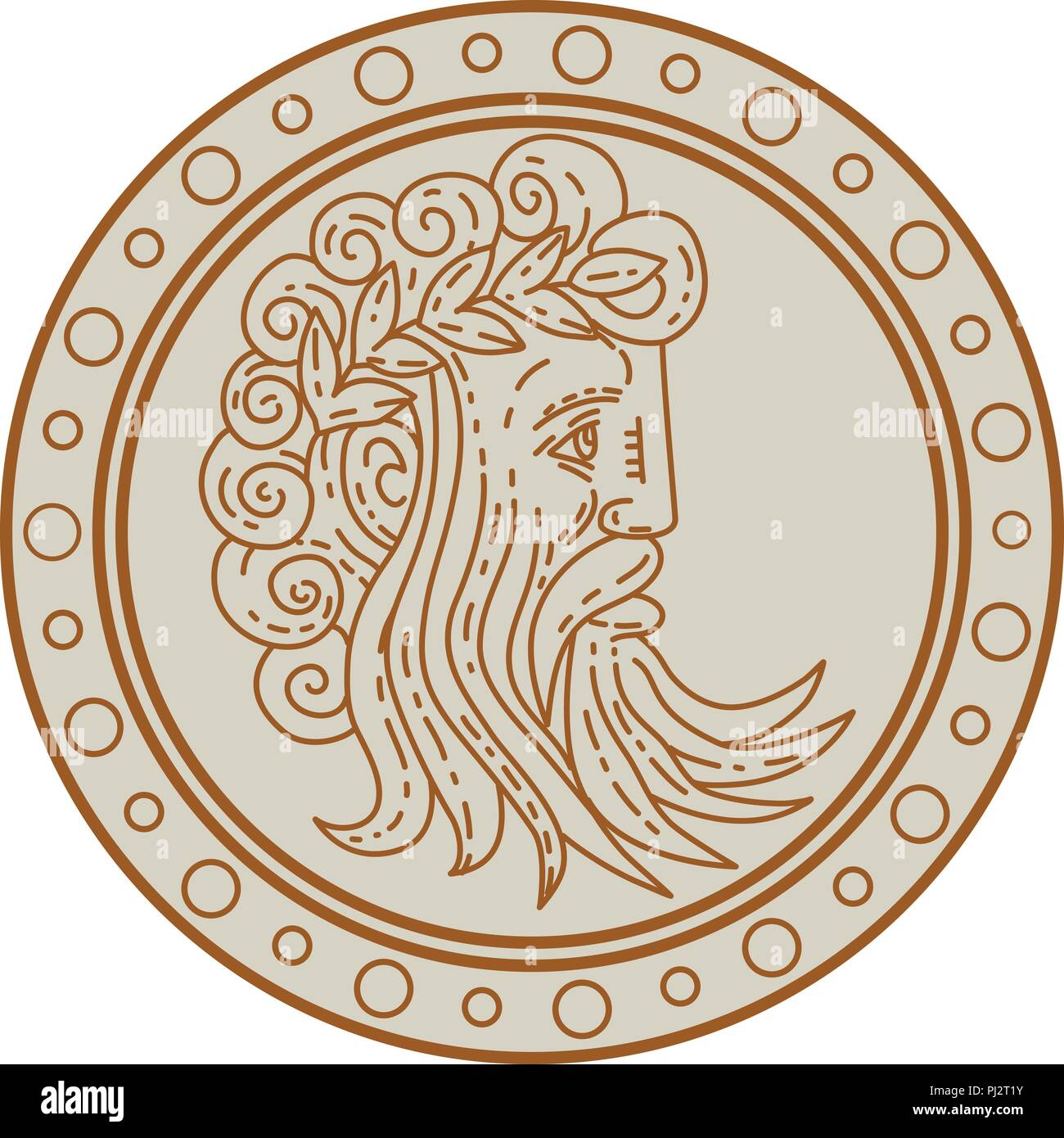 Mono line illustration of Jupiter, god of light and sky, the supreme ...