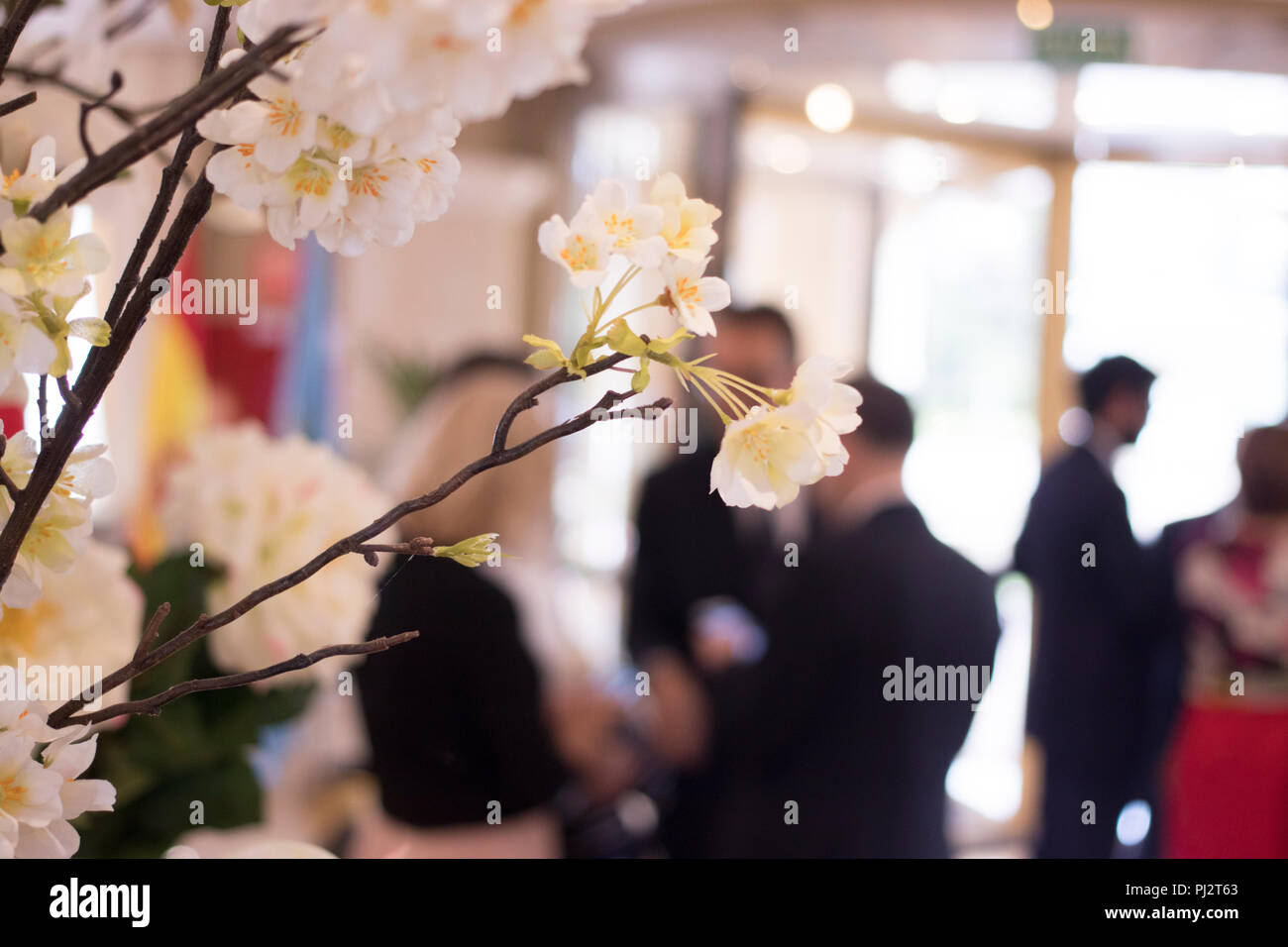 Wedding flowers arranged floral bouquet in marriage luxury 5 star hotel ...