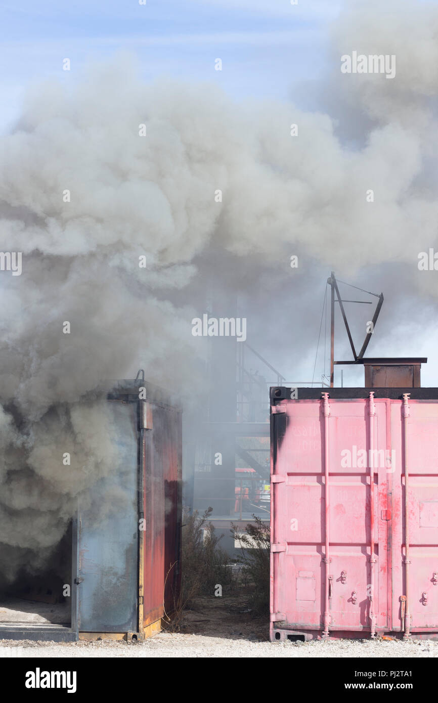 Fire station firefighter training equipment used by fireman to simulate ...