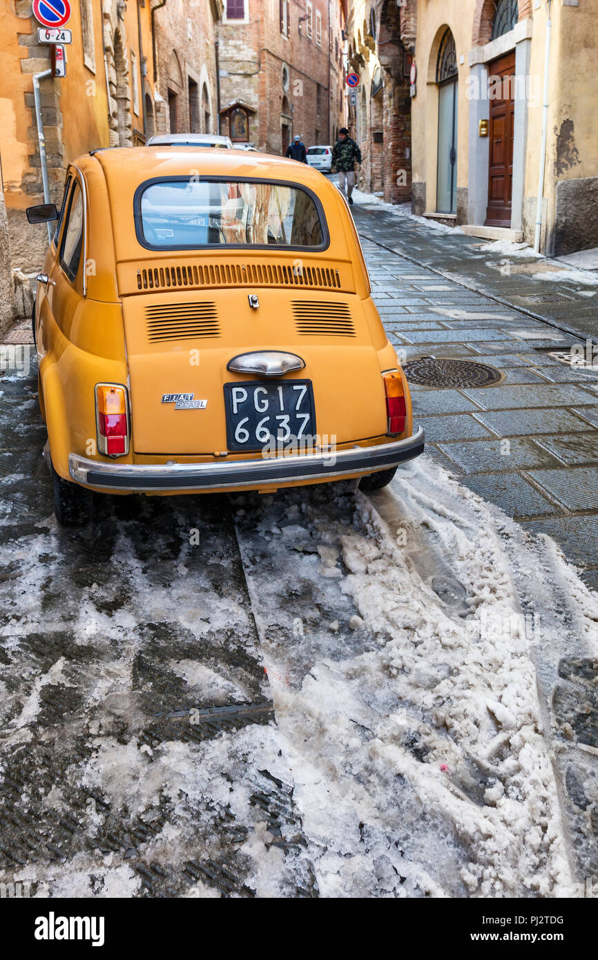 Old fiat 500 car in street in perugia hi-res stock photography and ...