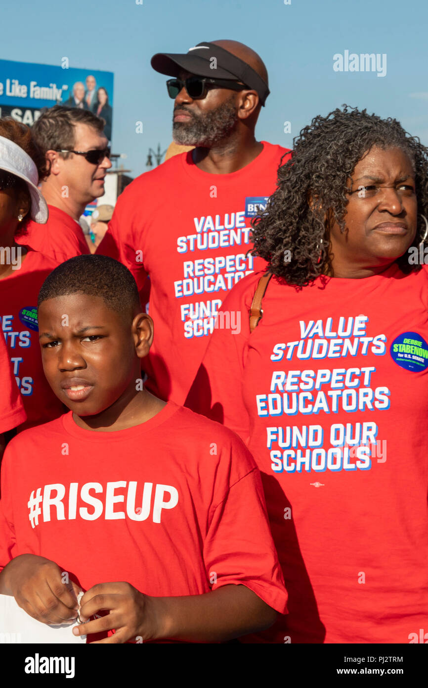 Detroit, Michigan - 3 September 2018 - Teachers at Detroit's Labor Day ...