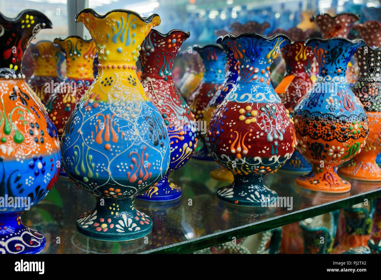 Beautiful colorful vase with traditional Turkish flower ornate ...