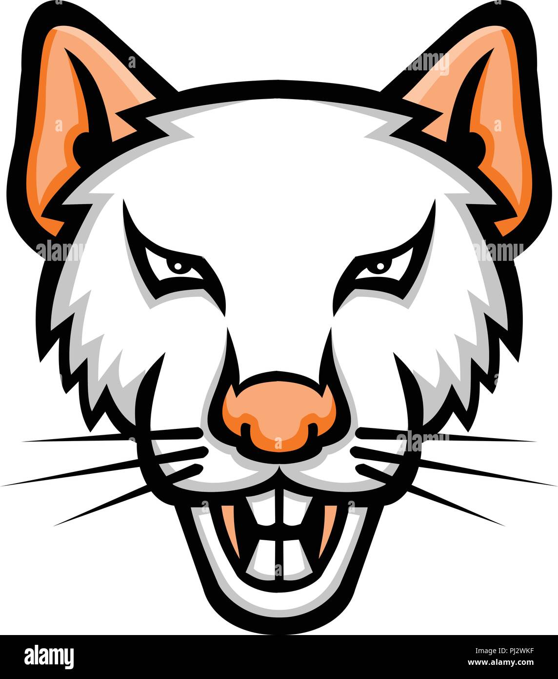 Mascot icon illustration of head of an angry albino laboratory mouse ...