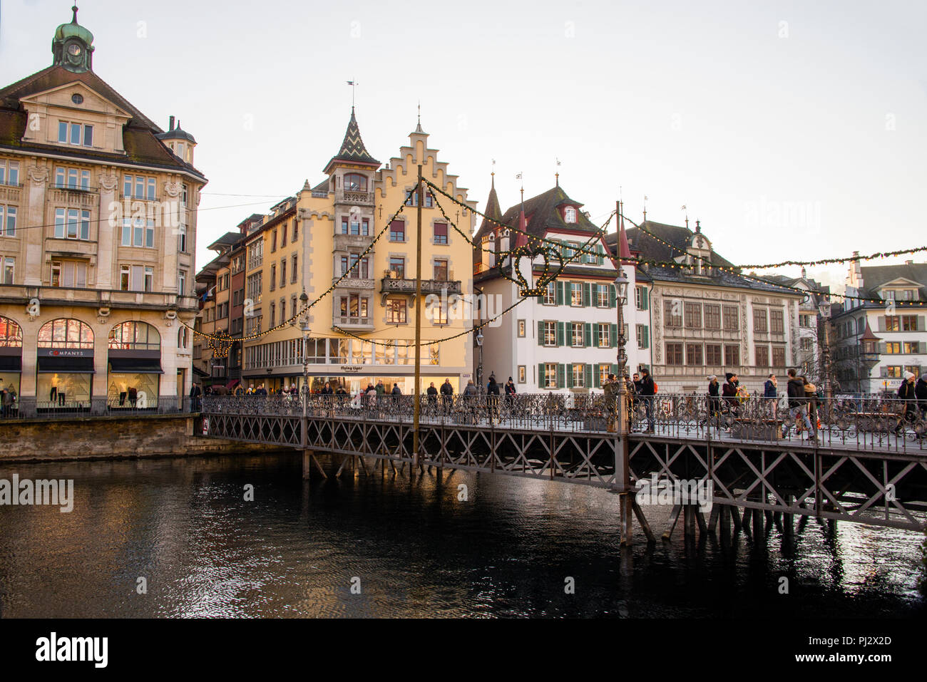 Medieval Lucerne, Switzerland features turrets, stepped gables and cast ...