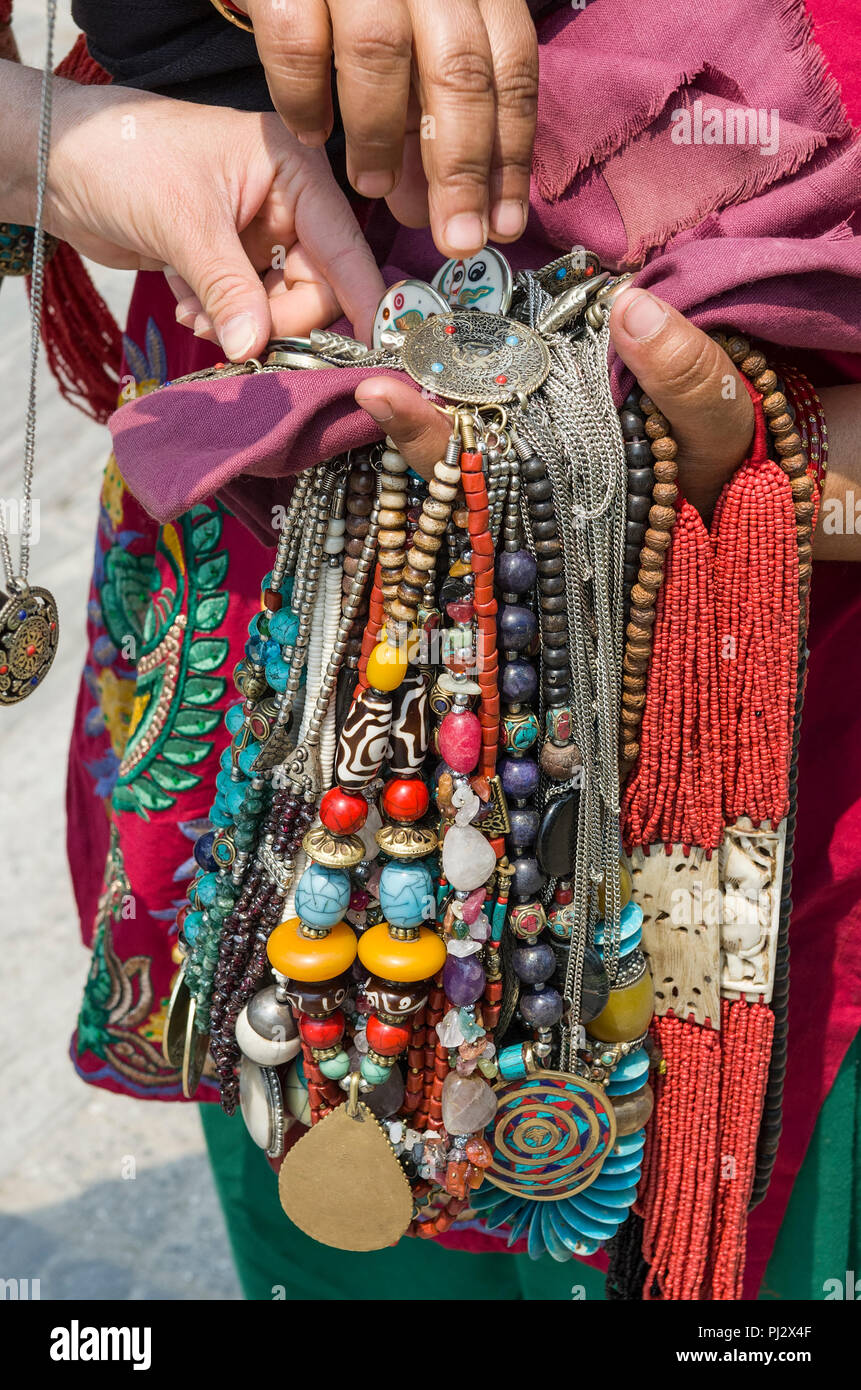 Selecting of traditional Nepalese Beads - beautiful traditional ...
